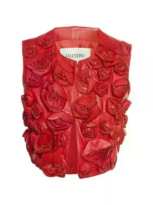 Valentino Garavani Floral-appliqué Leather Vest