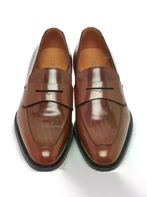Dior Leather Loafers With Oblique Print - Brown