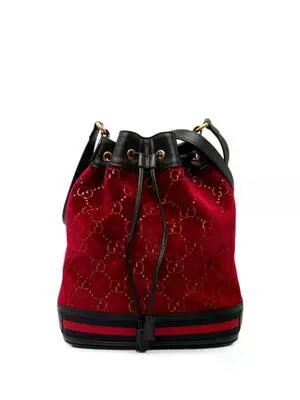 Gucci 2000-2015 Gg Velvet Web Bucket Bag