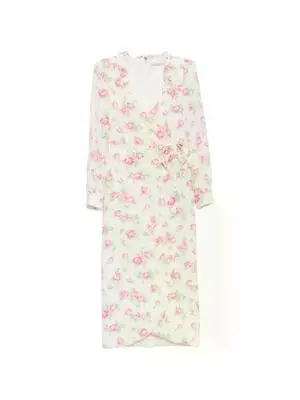 Alessandra Rich Floral Print Silk Midi Dress