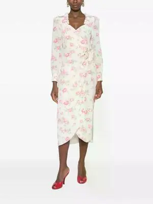 Alessandra Rich Floral Print Silk Midi Dress