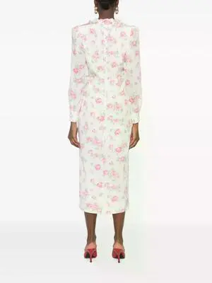 Alessandra Rich Floral Print Silk Midi Dress
