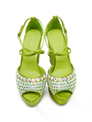 LE SILLA Crystal-embellished Wedge Sandals