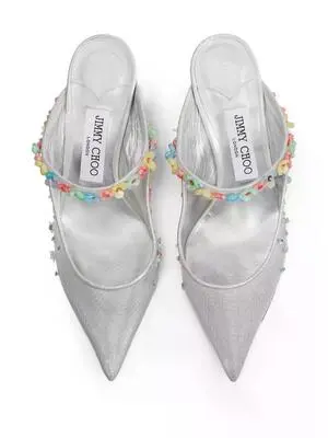 JIMMY CHOO 65mm Bing Daisy-embellished Mesh Mules