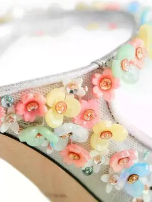JIMMY CHOO 65mm Bing Daisy-embellished Mesh Mules