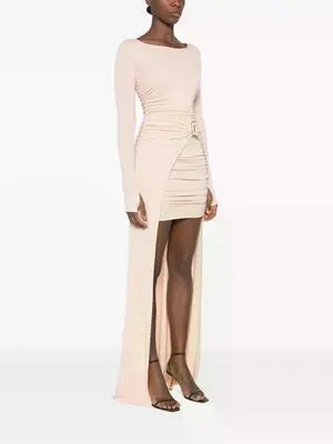 Elisabetta Franchi Ruched Logo-buckle Gown