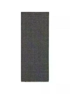 SLOWEAR Check-pattern Fringed Scarf - Grey