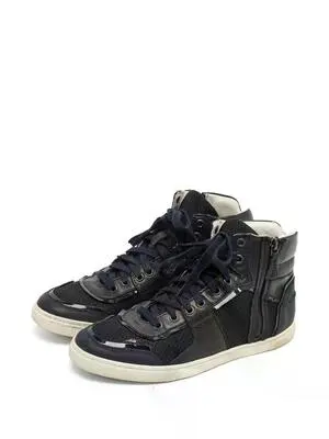 LANVIN Leather & Mesh Hi-top Sneakers