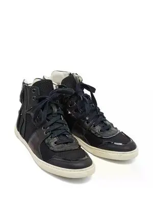 LANVIN Leather & Mesh Hi-top Sneakers