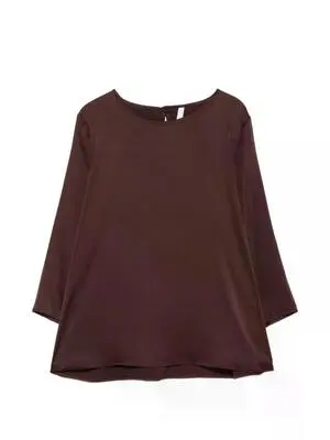 Imperial Satin Finish Three-quarter Sleeve Blouse - Purple