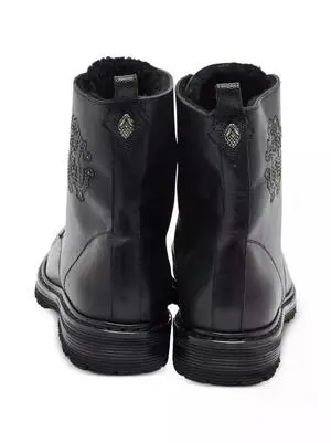 Roberto Cavalli Leather Lace-up Combat Boots