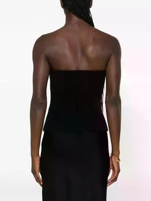JIL SANDER Ribbed Knit Strapless Sweetheart Top - Black