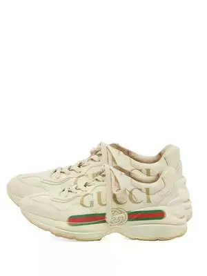 Gucci Rhyton Logo Leather Low-top Sneakers - Neutrals