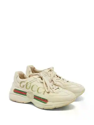 Gucci Rhyton Logo Leather Low-top Sneakers - Neutrals