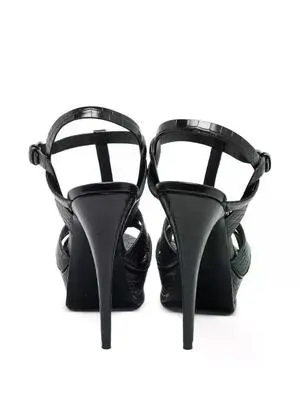Saint Laurent Tribute Crocodile-effect Platform Sandals