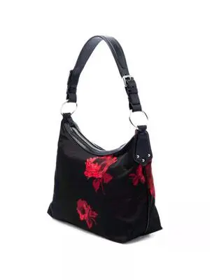 Prada 2000-2013 Tessuto Stampato Rose Shoulder Bag - Black