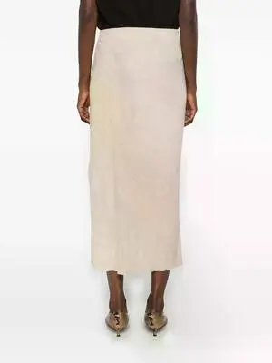 Eric Bompard Ribbed Knit Side Slit Midi Skirt