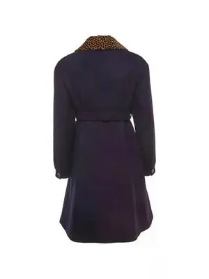 Gucci Leopard-print Trim Belted Wool Coat