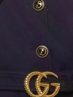 Gucci Leopard-print Trim Belted Wool Coat