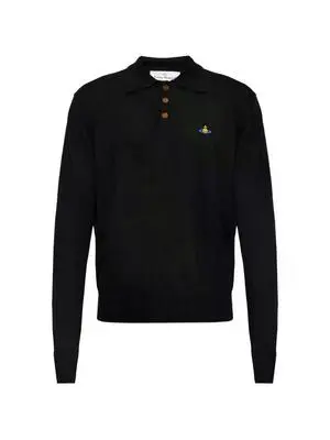 VIVIENNE WESTWOOD Mark Orb-logo Embroidered Polo Shirt - Black
