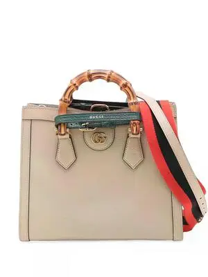 Gucci 2016-2026 Medium Calfskin Bamboo Diana Satchel - Neutrals