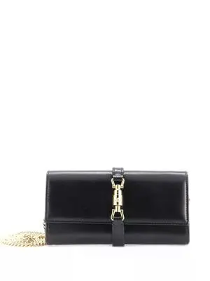 Gucci Jackie 1961 Continental Chain Wallet Leather Crossbody Bag - Black