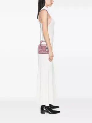 Dior 2016 Mini Iridescent Lambskin Cannage Lady Satchel - Pink