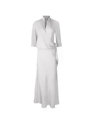 PETER COHEN Wrap-style Stand-collar Maxi-dress - Grey