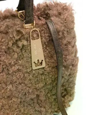 LA MILANESA Faux-shearling Clutch Bag - Brown