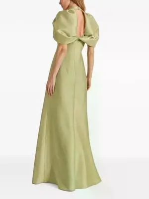 Alberta Ferretti Puff-sleeve Cut-out Maxi Dress - Green