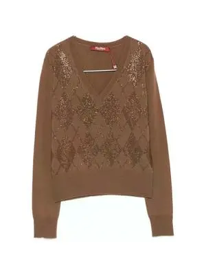 Max Mara Argyle-pattern Stud-embellished Sweater
