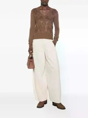 Max Mara Argyle-pattern Stud-embellished Sweater