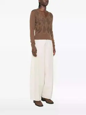 Max Mara Argyle-pattern Stud-embellished Sweater