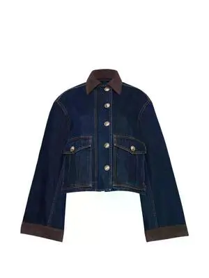 Cara Cara Ralph Denim Jacket With Suede Collar And Cuffs