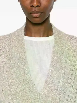 PANICALE Sequin-embellished Open-knit Cardigan