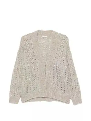 PANICALE Sequin-embellished Open-knit Cardigan - Neutrals