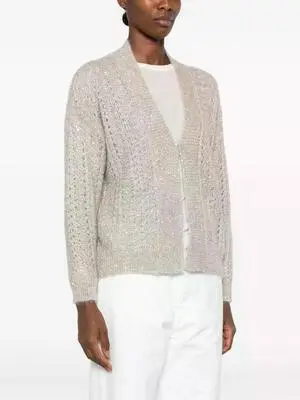 PANICALE Sequin-embellished Open-knit Cardigan