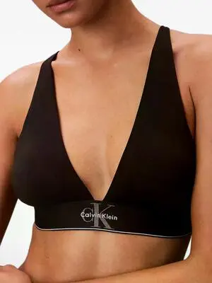 Calvin Klein Logo-print Triangle Bra - Black
