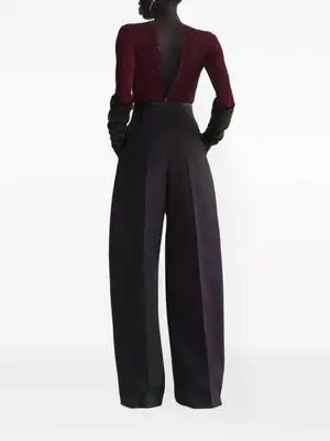 MUGLER Ribbed-knit Button-up Bodysuit - Purple
