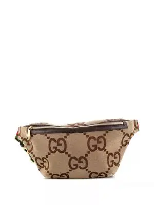 Gucci Jumbo Gg Canvas With Leather Large Belt Bag - Brown