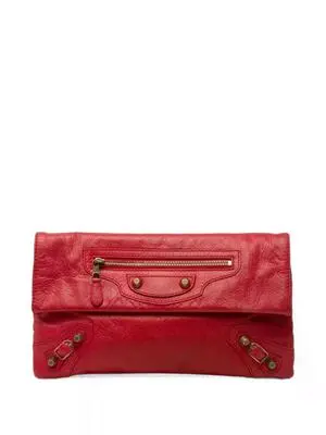 Balenciaga 2012 Lambskin Motocross Giant 12 Envelope Clutch Bag - Red