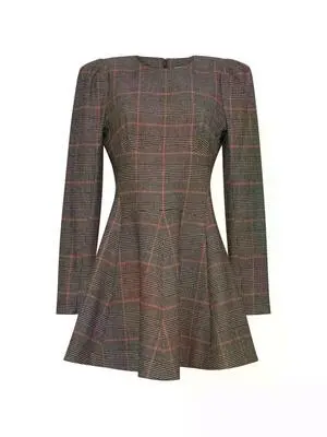 Cara Cara Rizzo Plaid Mini Dress With Puff Shoulders