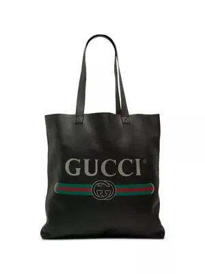 Gucci Calfskin Logo Tote Bag