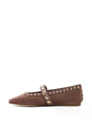 STUART WEITZMAN Perry Stud-embellished Ballet Flats - Brown