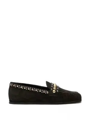 STUART WEITZMAN Perry Stud-embellished Loafers - Grey