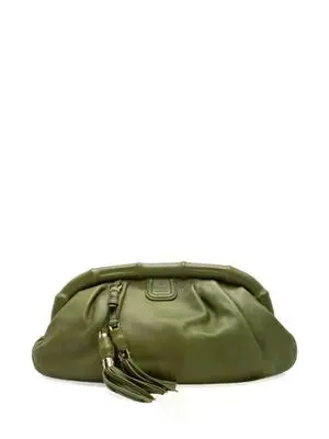 Gucci 2000-2015 Calfskin Bamboo Frame Tassel Clutch Bag - Green