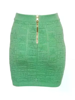Balmain Monogram Pointelle-knit Mini Skirt