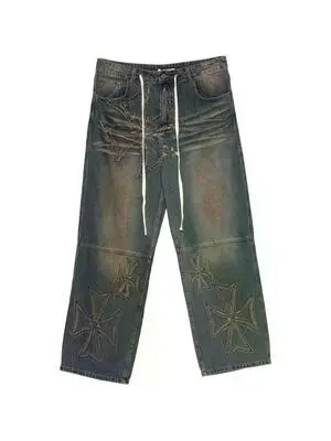 VALE FOREVER Cross-patch Drawstring Jeans