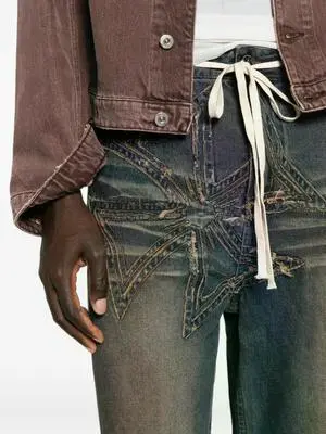 VALE FOREVER Cross-patch Drawstring Jeans
