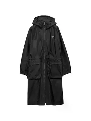 Prada Re-nylon Waterproof Parka With Drawstring Waist And Hood